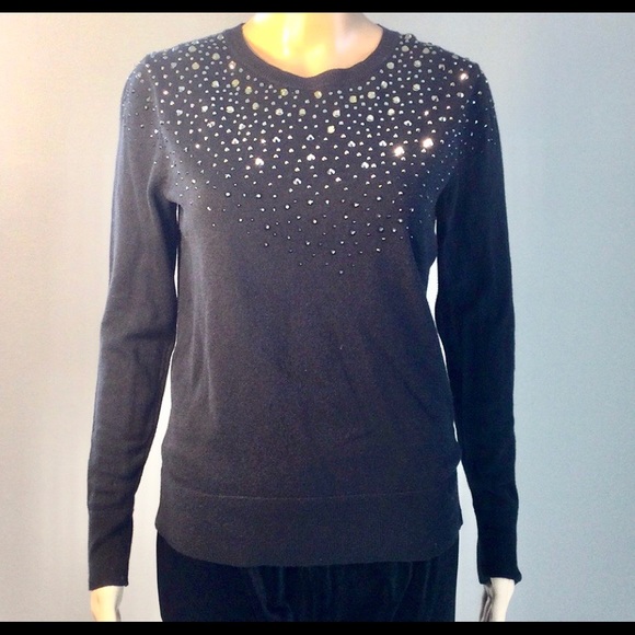 Merona | Tops | Merona Longsleeve Embellished Black Cottonblend ...